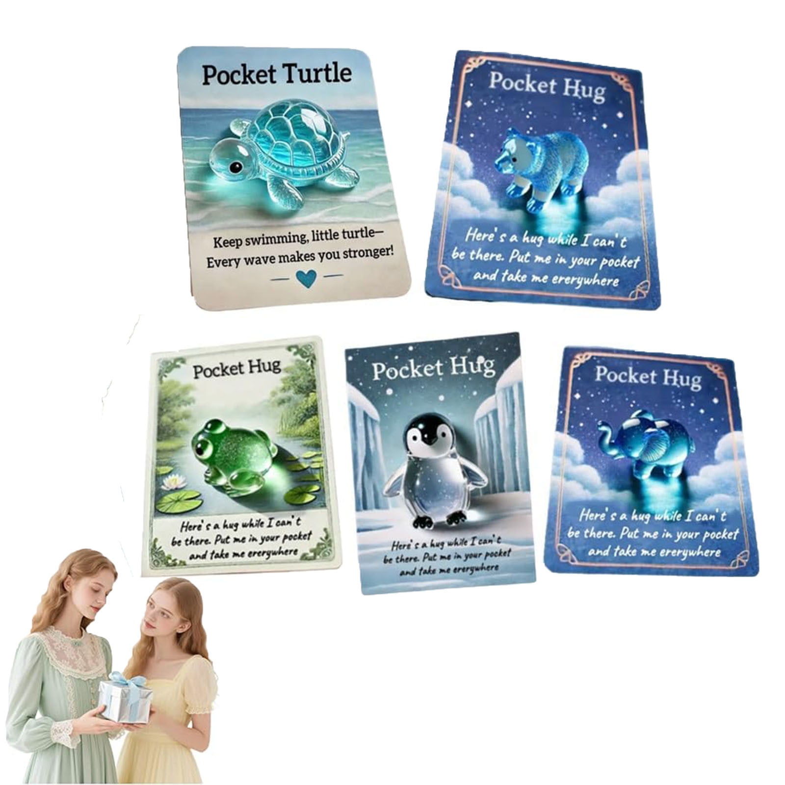 Animal Pocket Hug Gifts, Resin Animals Token with Mini Pocket Hug ...