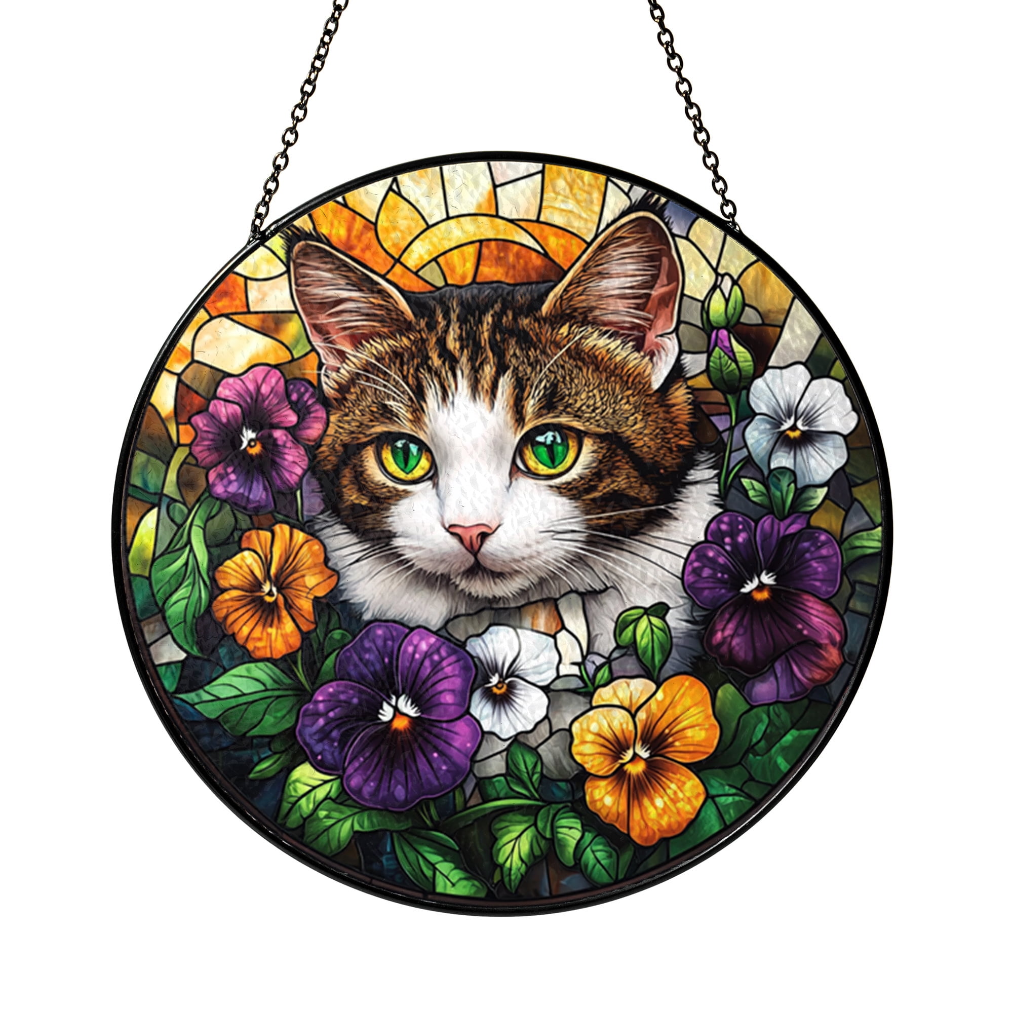 Animal Portrait Stained Glass Style Suncatcher Window Hanging Decor ...
