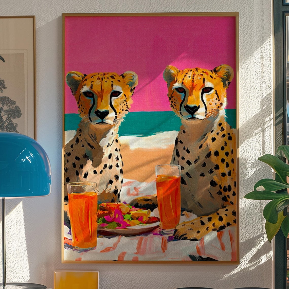 Animal Poster, Dopamine Decor, Picnic Poster, Pink Wall Art, Trendy ...