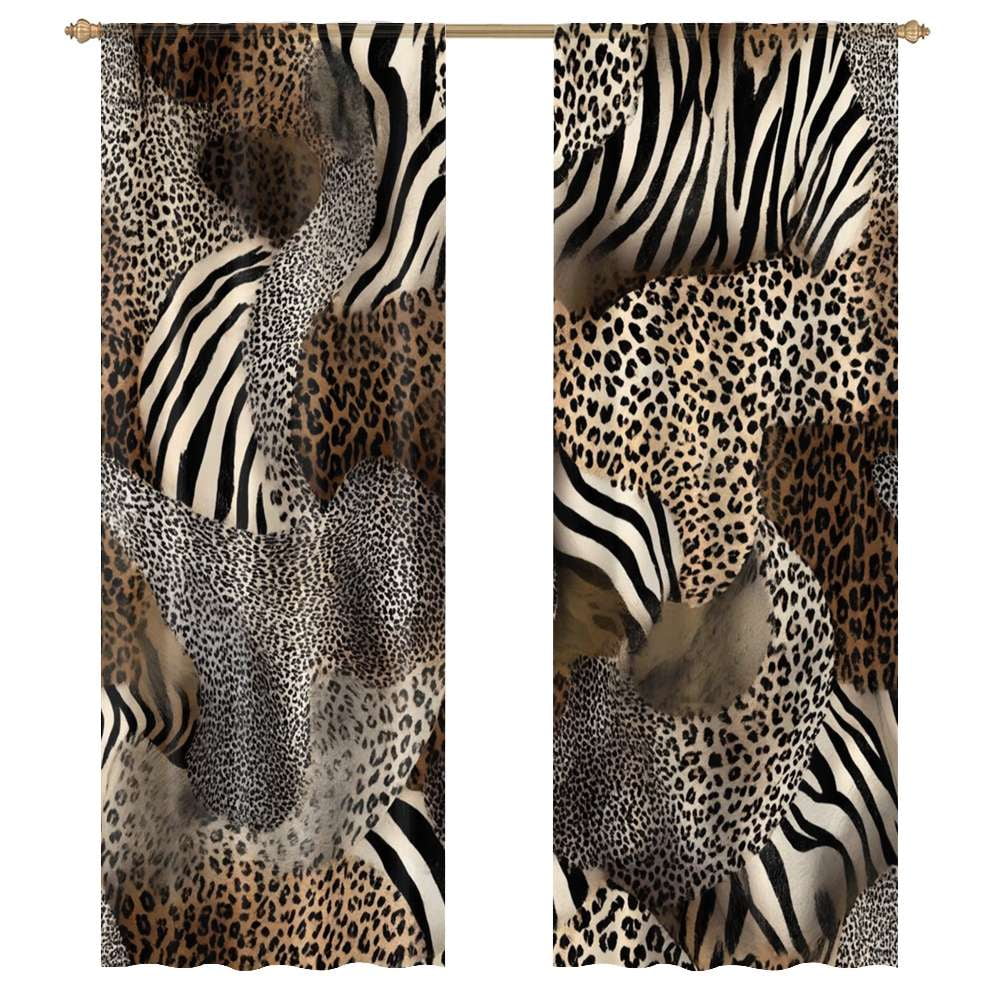 Animal Print Abstract Pattern Sheer Window Curtains for Living Room ...