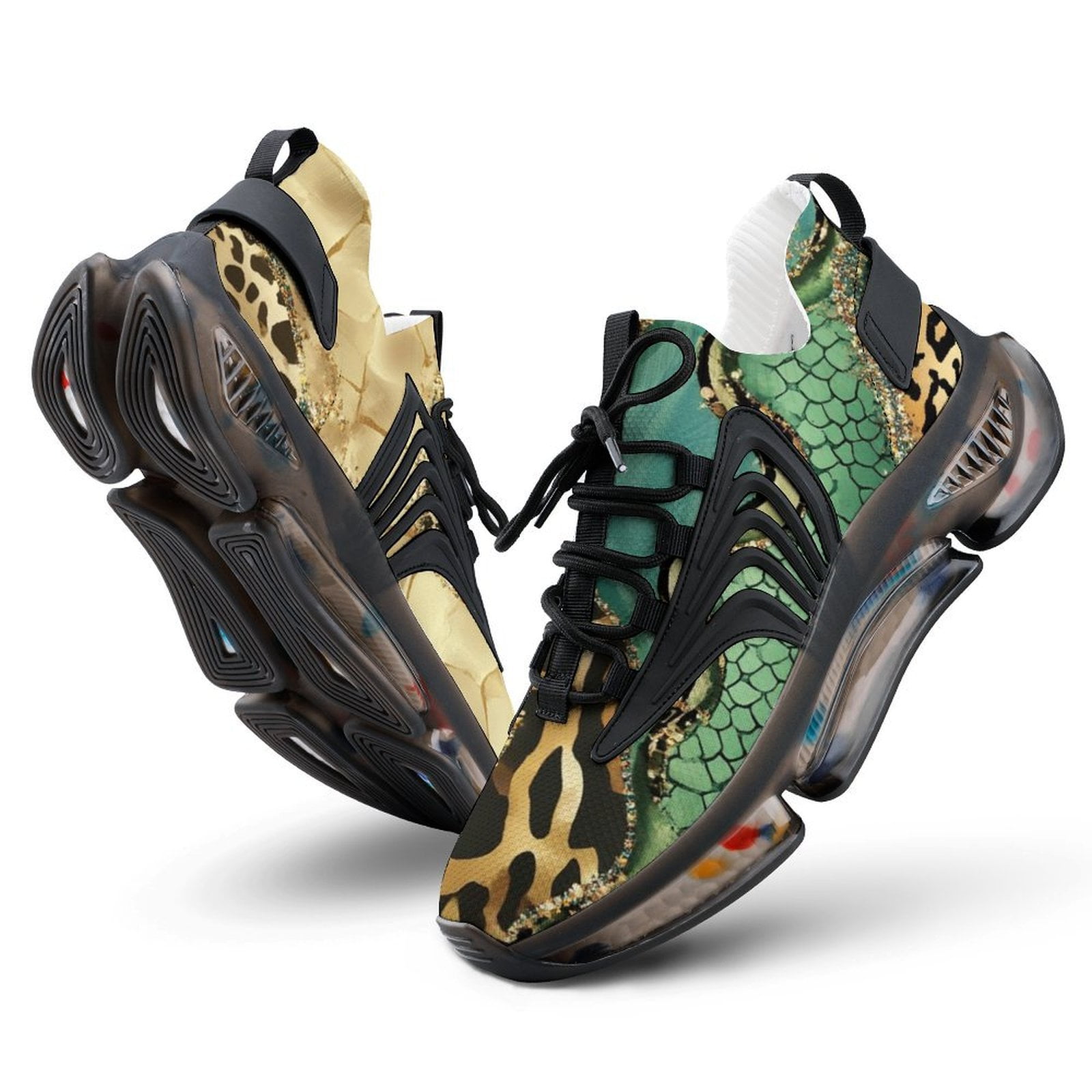 Animal Print Agate Gold Green Glam Walking Shoes for Men Woman ...