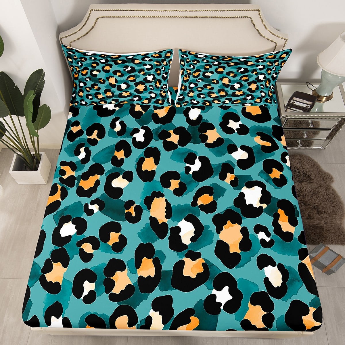 Animal Print Bed Sheets Leopard Print Fitted Sheet Full Size, African ...