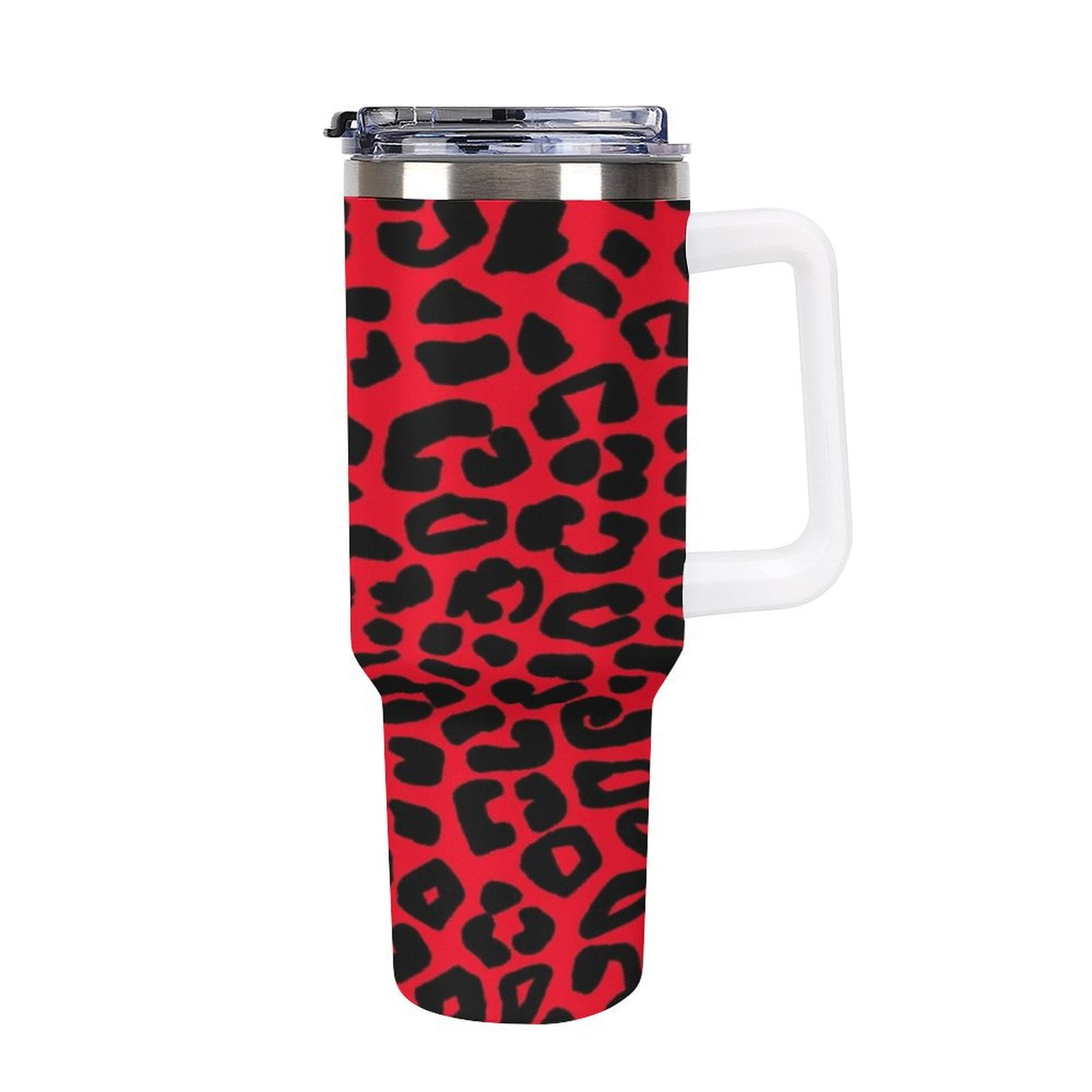 Animal Print Black Red Leopard Spots Insulated Tumblers with Lids And ...