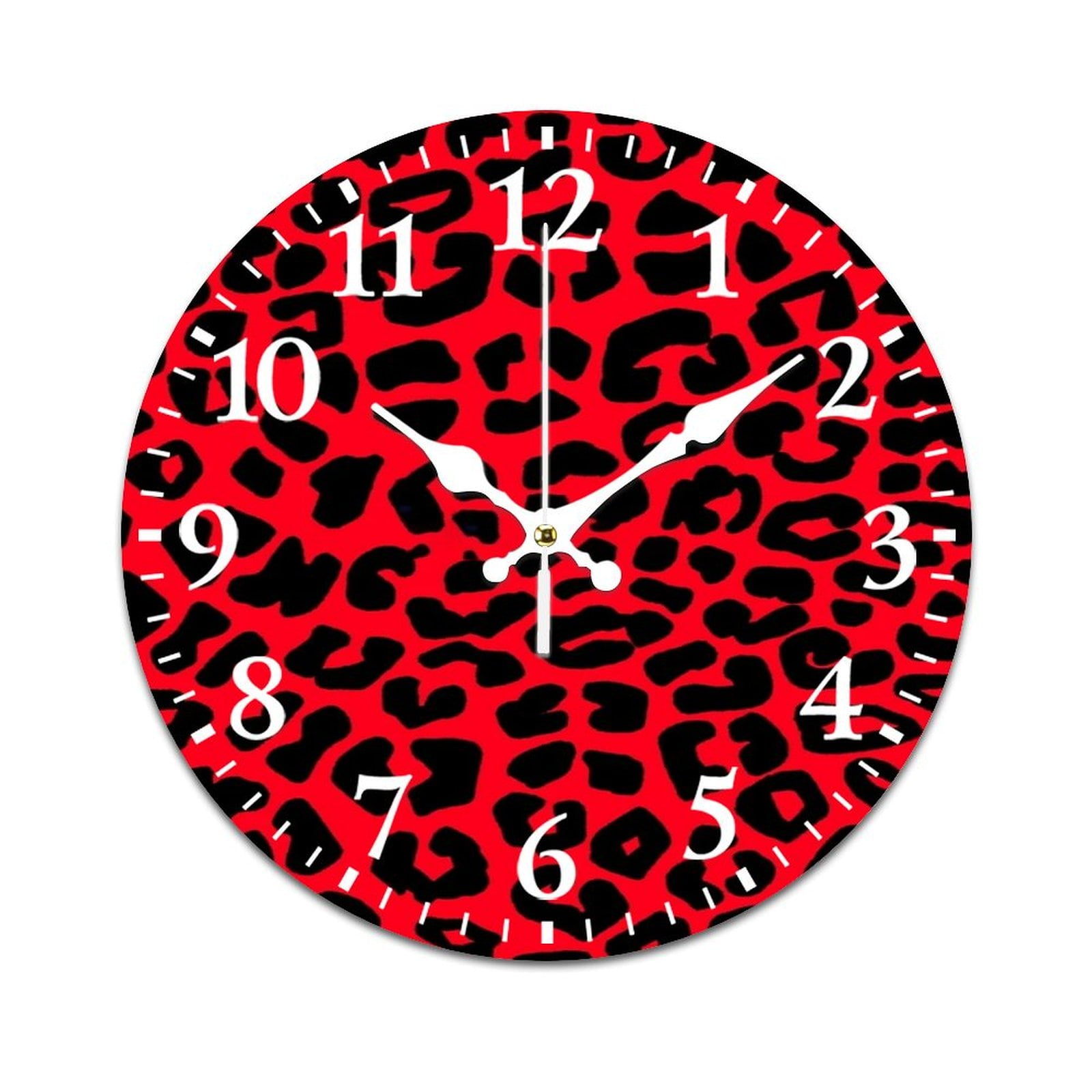 Animal Print Black Red Leopard Spots Wall Clock Modern Design Clocks ...