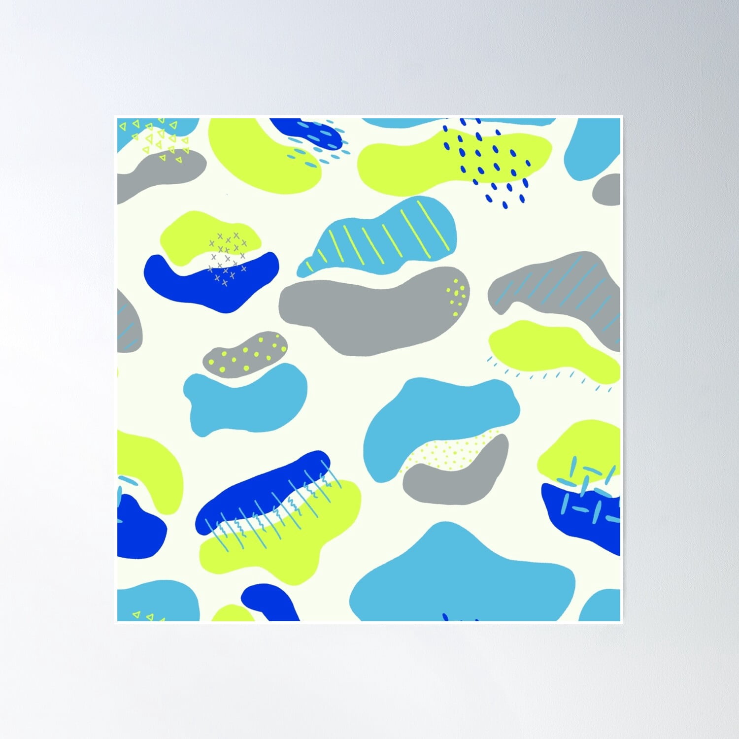 Animal Print Blue/Green Poster Wall Art, Modern Wall Decor, 16x16 ...