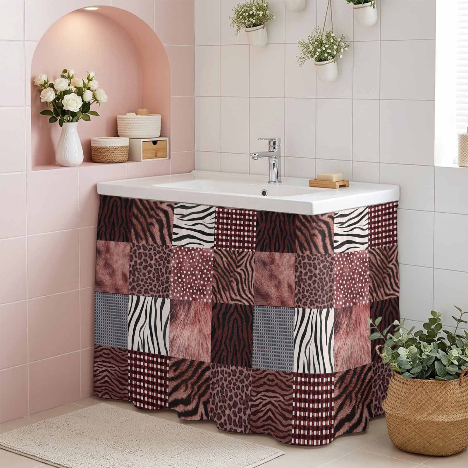 Animal Print Cabinet Curtains 35" W x 35" L, Rustic Leopard Zebra Tiger ...