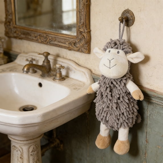 Animal Print Chenille Hand Towel, 13.4x7.9x5.1in Cute Sheep Design ...