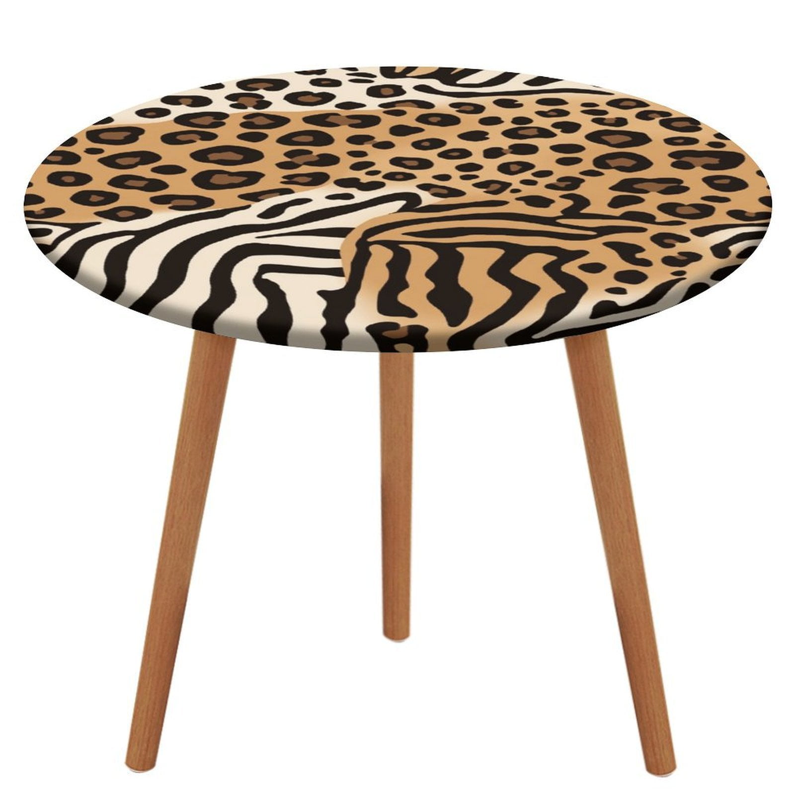 Animal Print Collage Round Tablecloth Waterproof Elastic Table Clothes ...