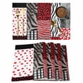 Animal Print Cotton Linen Placemats Set of 1, Art Rustic Red Gray ...