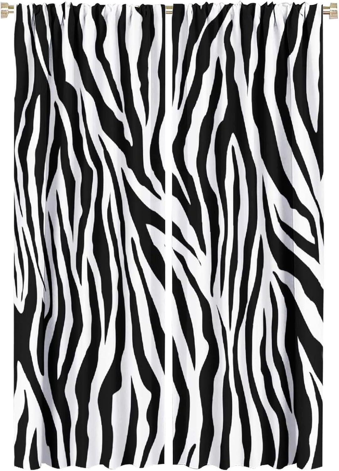 Animal Print Curtains Cow and Zebra Stripes Blackout Print Rod Pocket ...