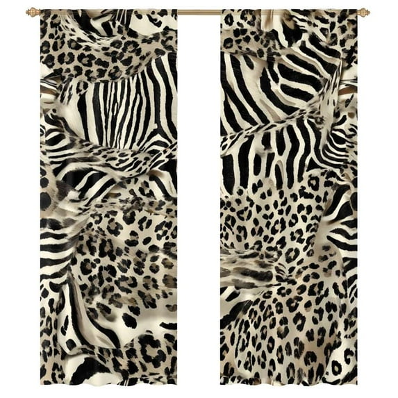 Animal Print Fabric Zebra Leopard Tulle Curtains For Living Room ...