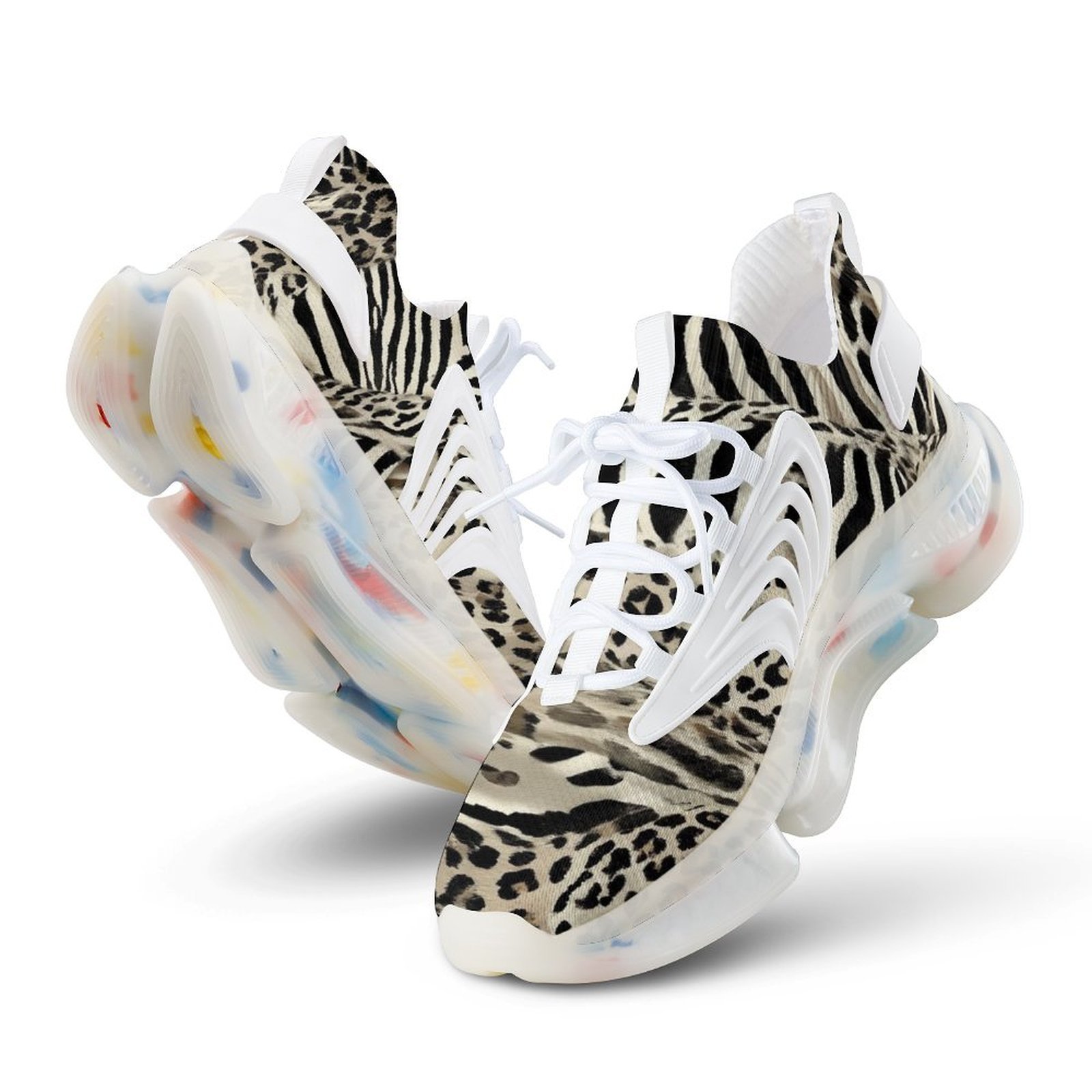 Animal Print Fabric Zebra Leopard Walking Shoes for Men Woman ...