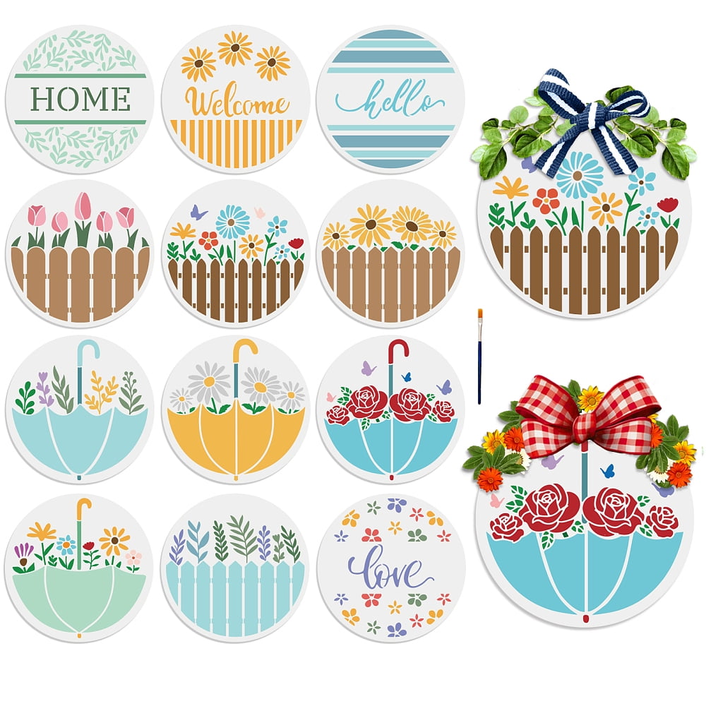 Animal Print Footprints Welcome Stencils - 12pcs Reusable Half Round ...