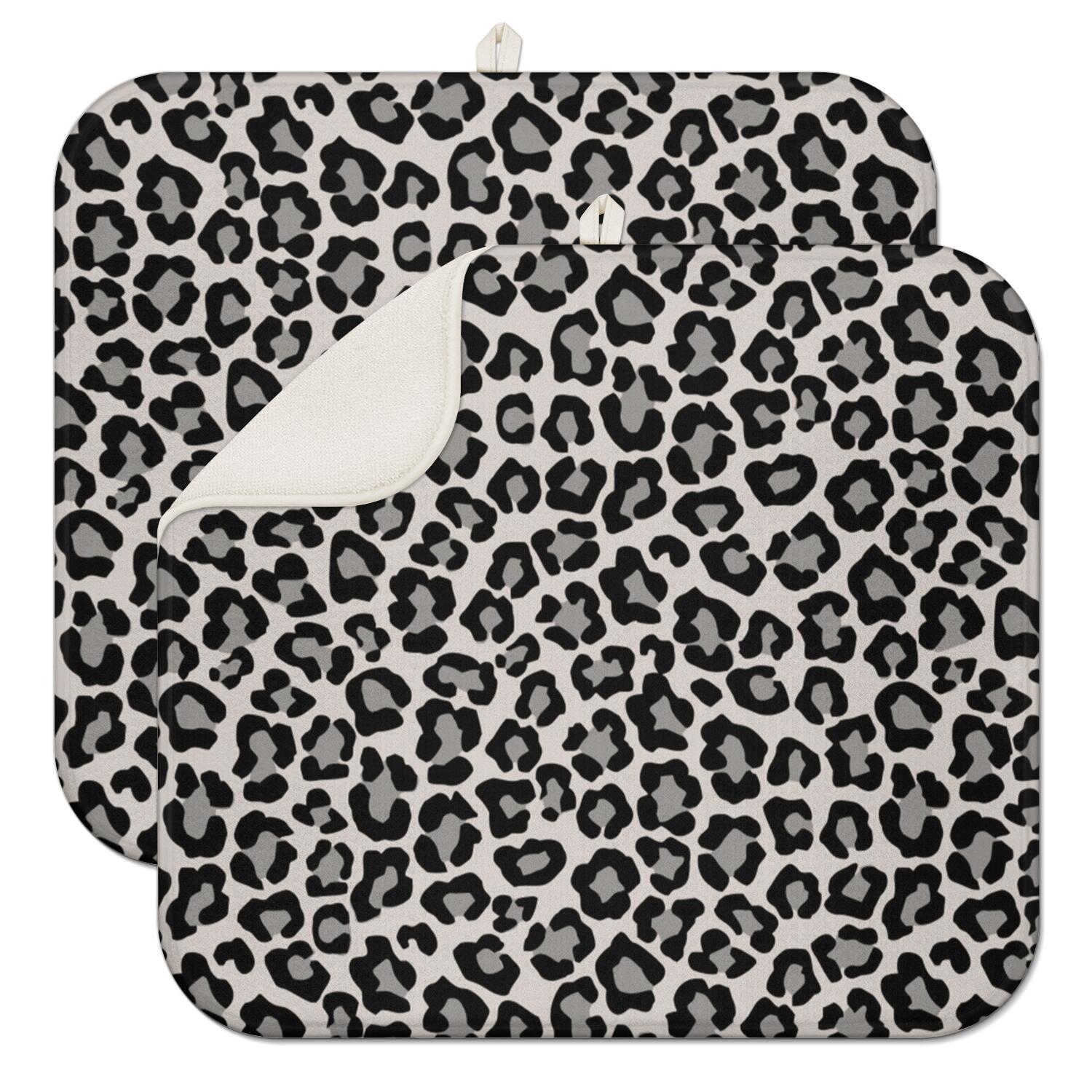 Animal Print Leopard Dish Mat – Stylish Cheetah Pattern with Glitter ...