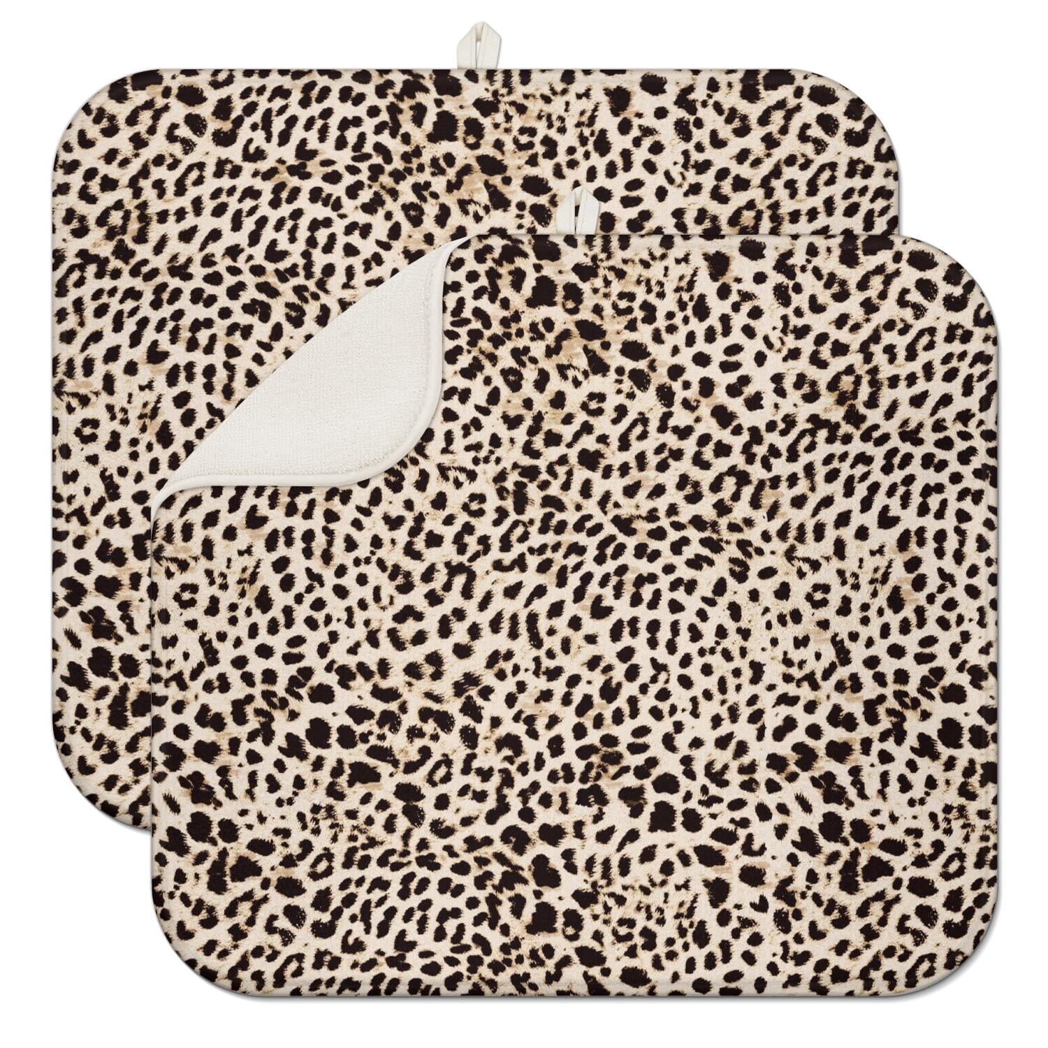 Animal Print Leopard Dish Mat – Stylish Cheetah Pattern with Glitter ...