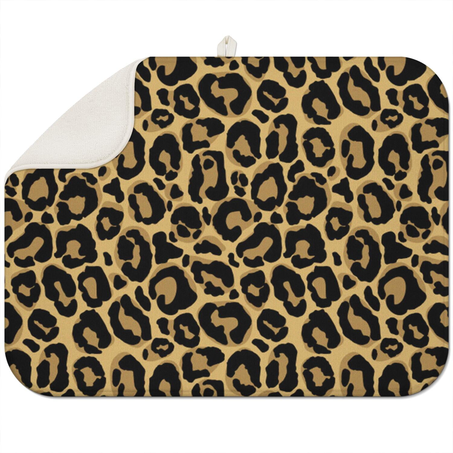 Animal Print Leopard Dish Mat – Stylish Cheetah Pattern with Glitter ...