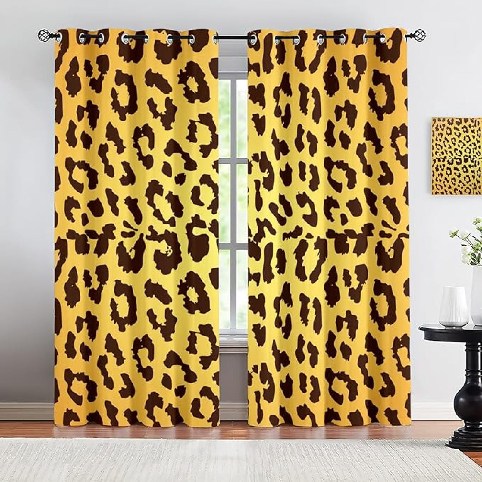 Animal Print Leopard Texture Blackout Curtains, Brown Pattern Window ...