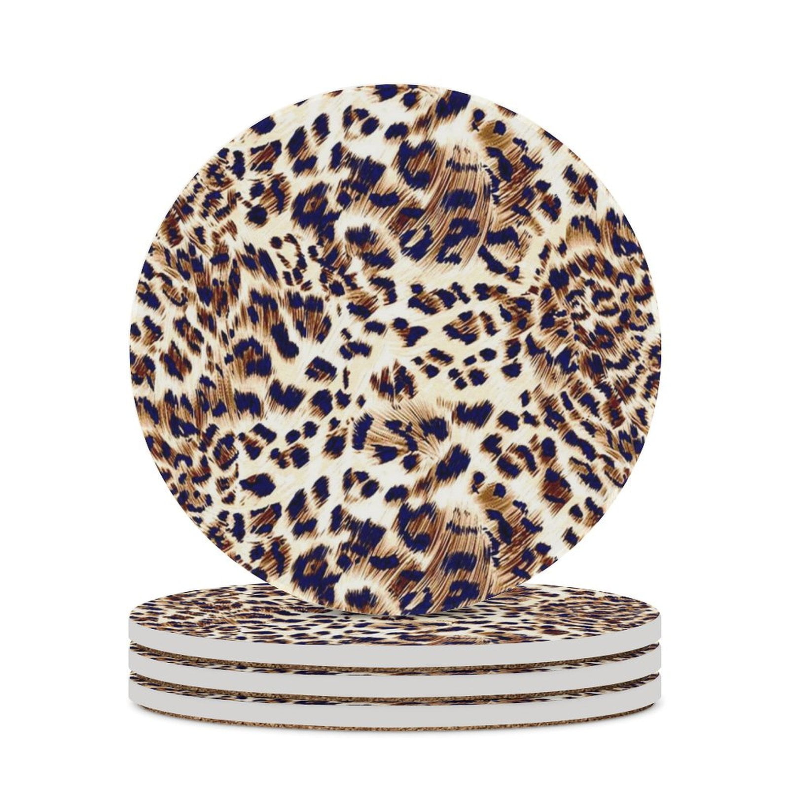 Animal Print, Leopard Texture Ceramic Coasters Absorbent Coasters for ...