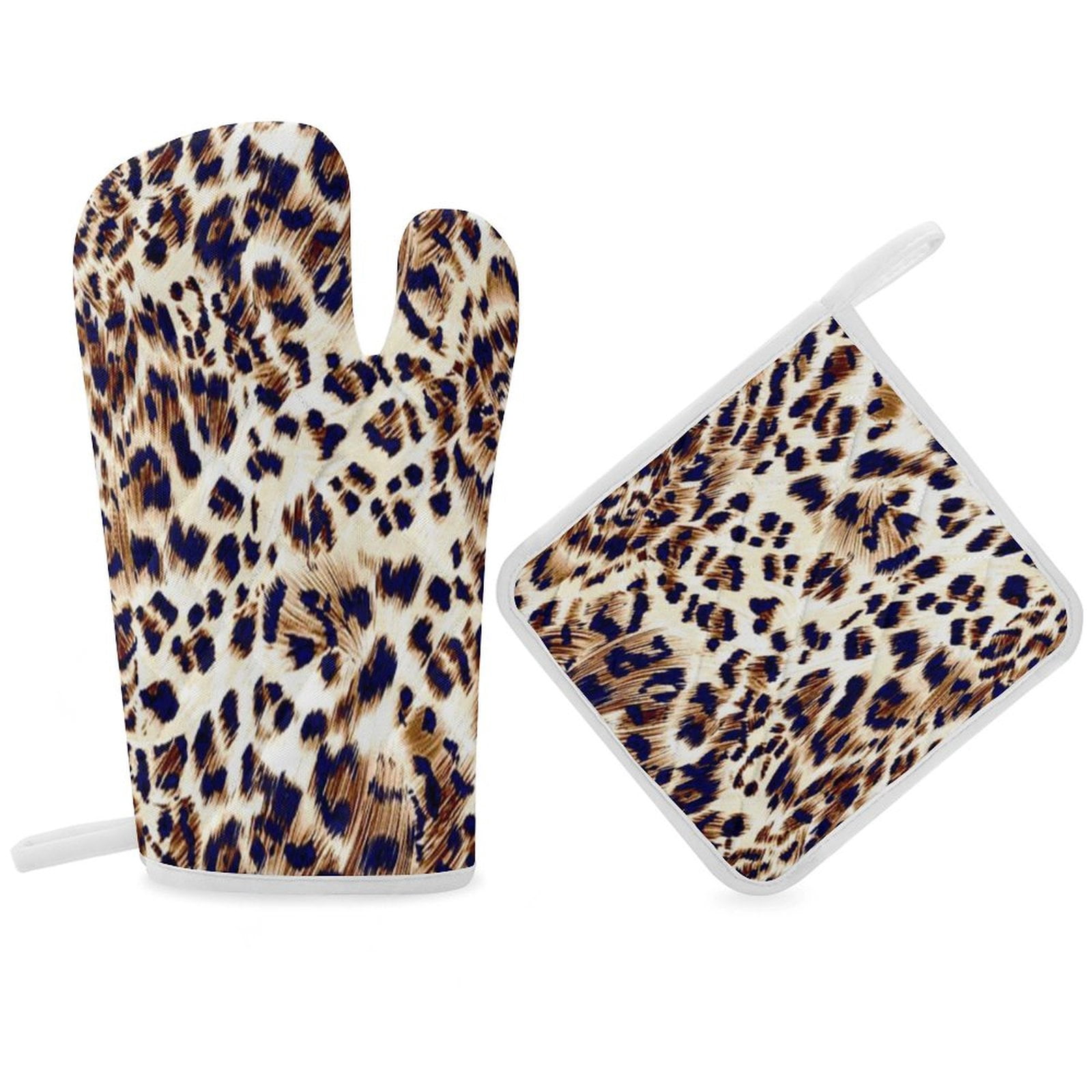 Animal Print, Leopard Texture Oven Gloves And Pots Stand Set Oven ...