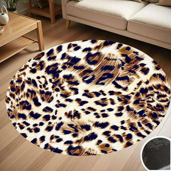 Animal Print, Leopard Texture Round Carpet Living Room Bedroom Home ...