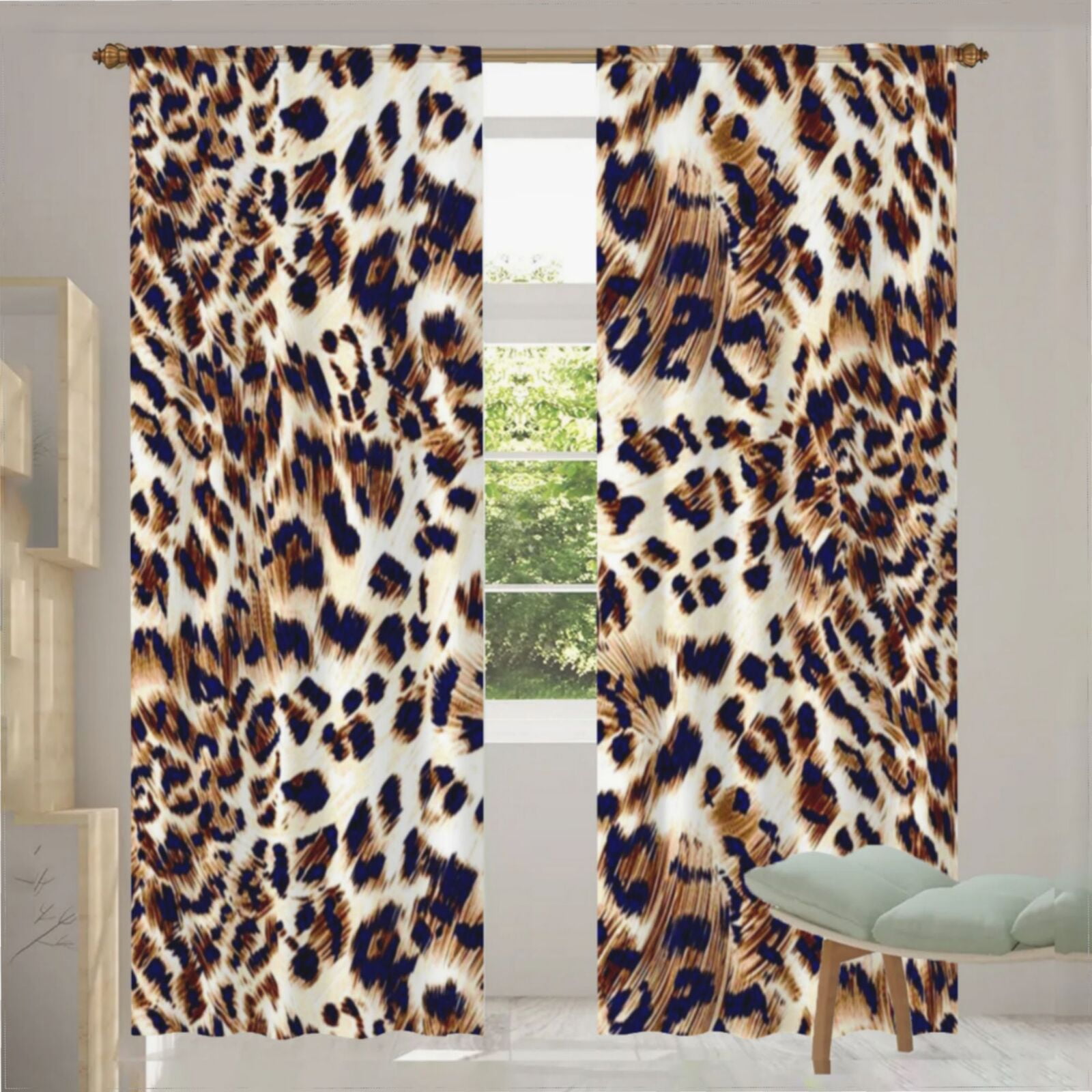 Animal Print, Leopard Texture Voile Sheer Curtains Living Room Window ...