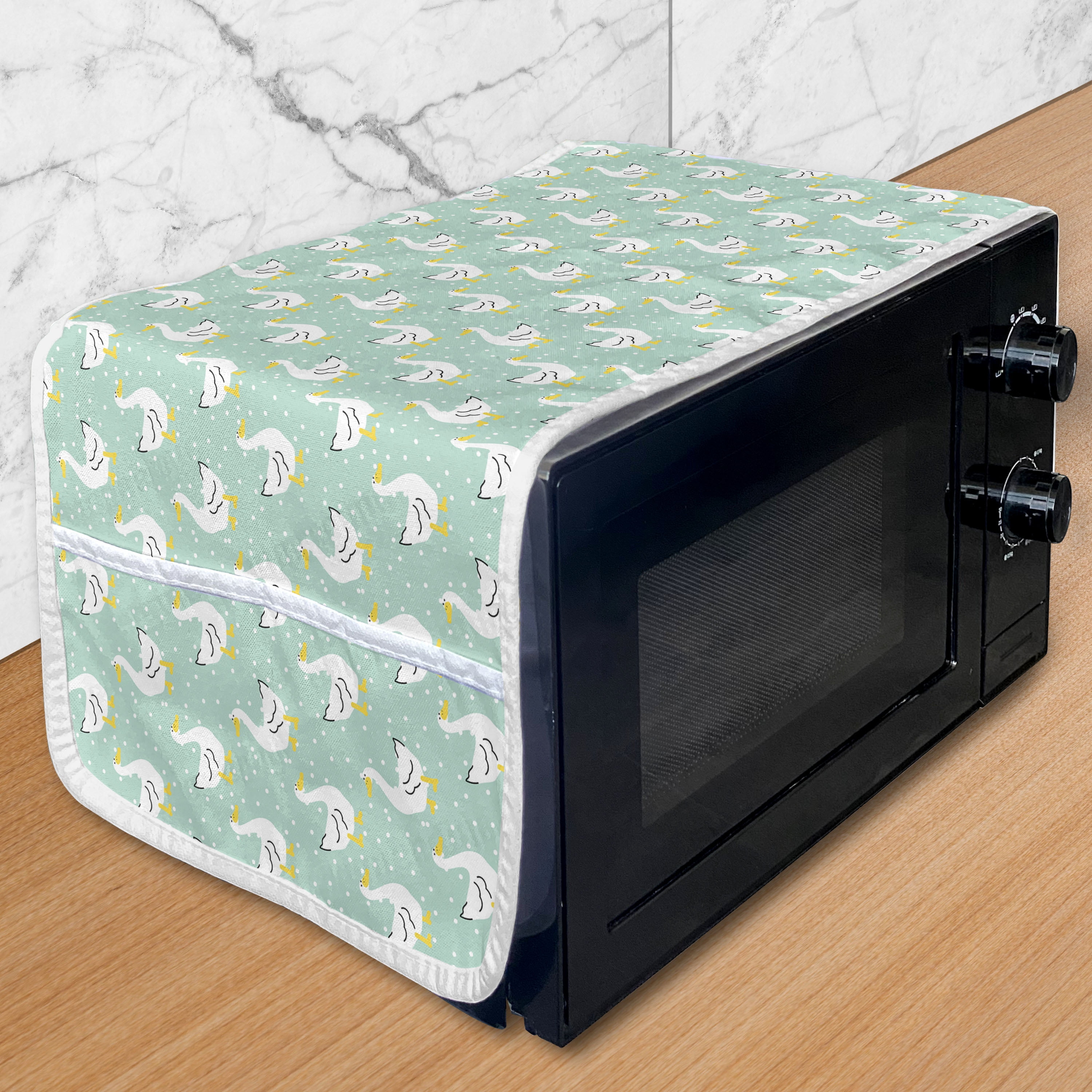Animal Print Microwave Oven Cover, Themed Goose Cartoon with Polka Dots ...
