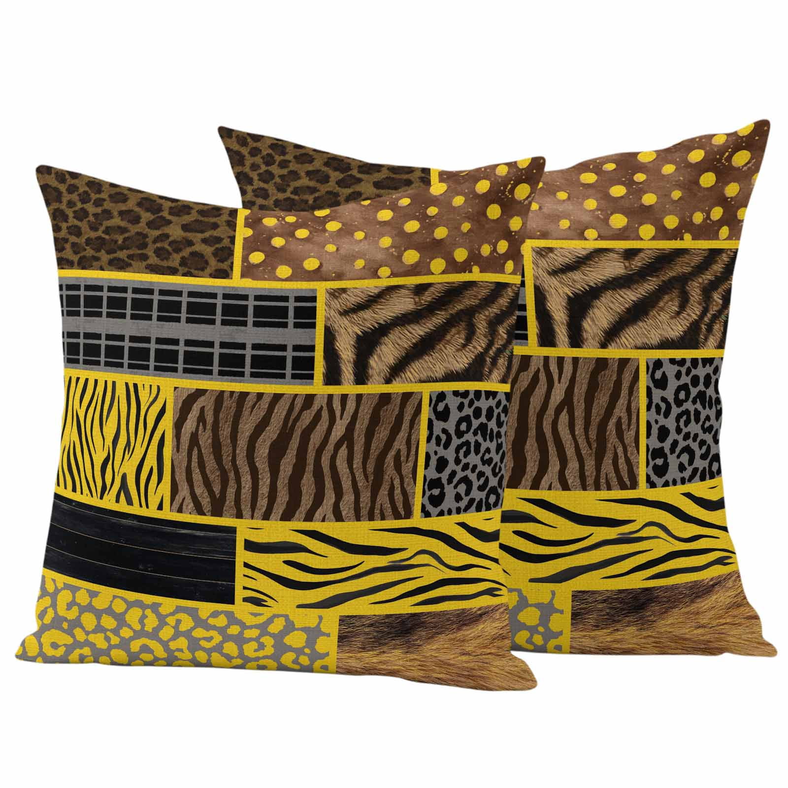 Animal Print Outdoor Pillow Covers Set of 2 Art Rustic Yellow Leopard ...