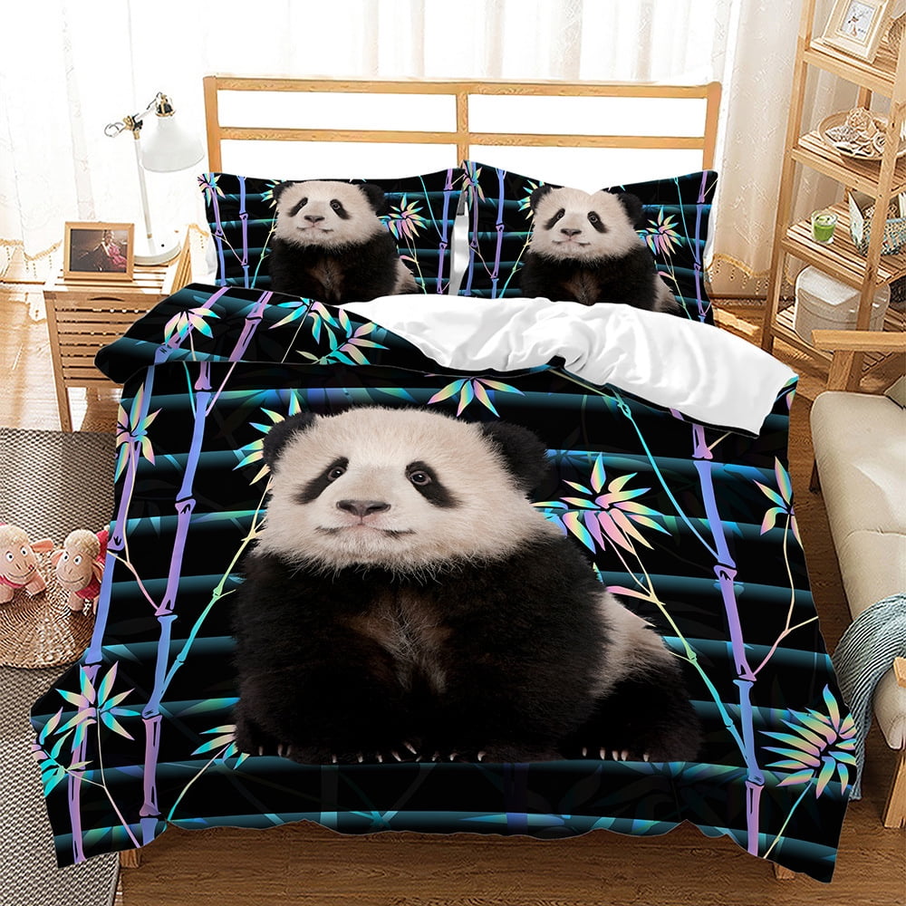 Animal Print Panda Pattern Bed Duvet Cover Set King Size 3 Pieces 3D ...