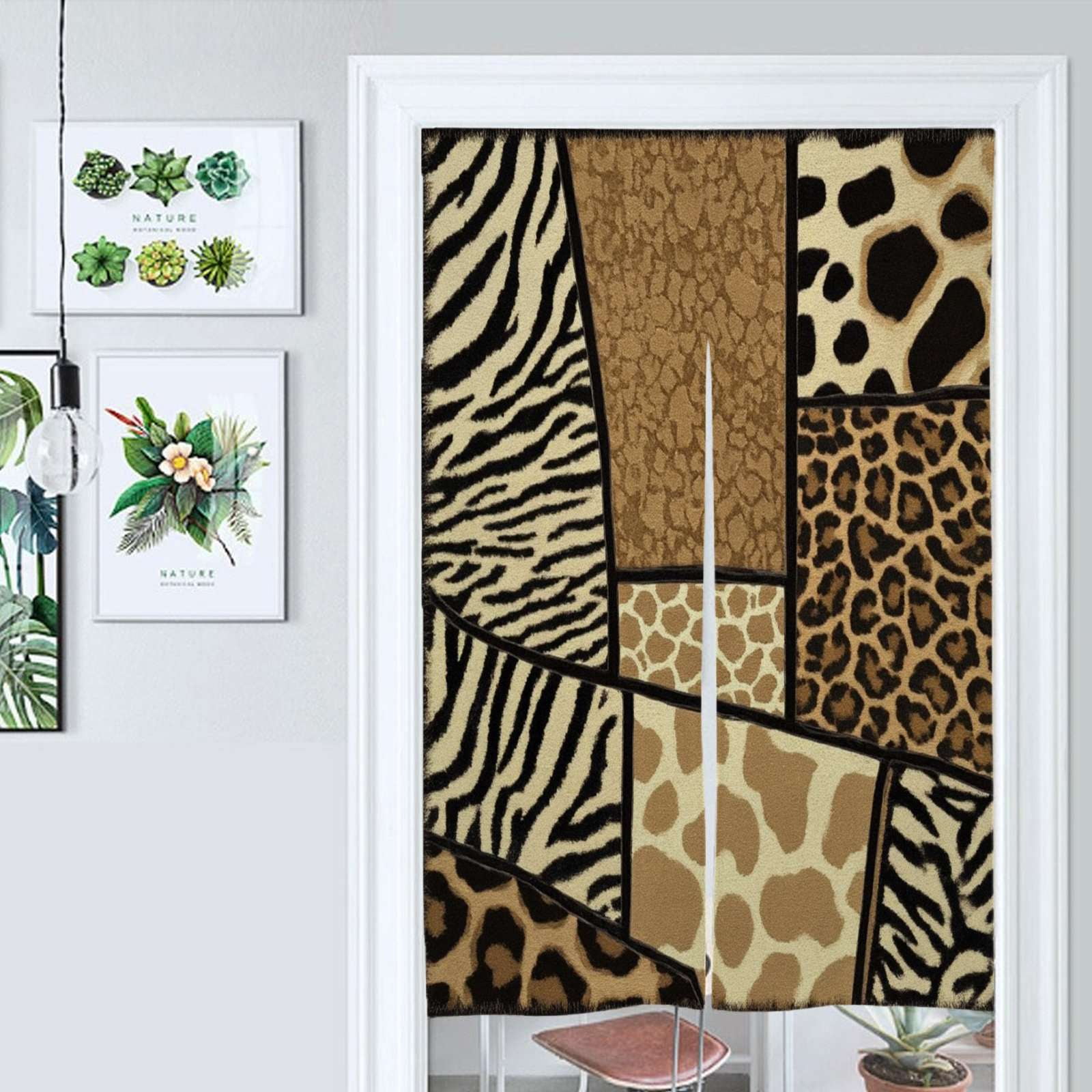 Animal Print Patchwork Rug Door Curtain Nordic Living Room DoorCurtain ...