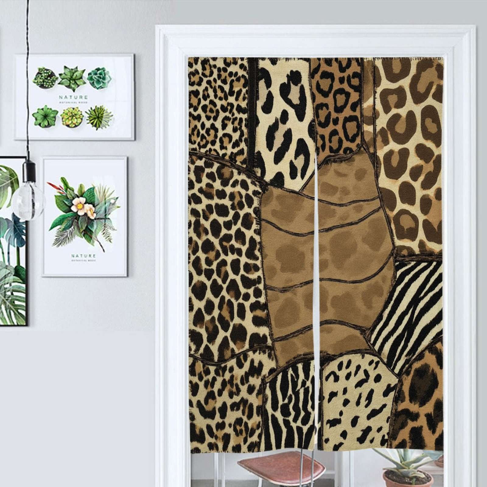 Animal Print Patchwork Textile Door Curtain Nordic Living Room ...