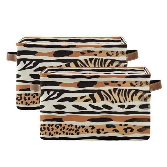 Animal Print Pattern Foldable Storage Basket,Canvas Fabric Foldable ...