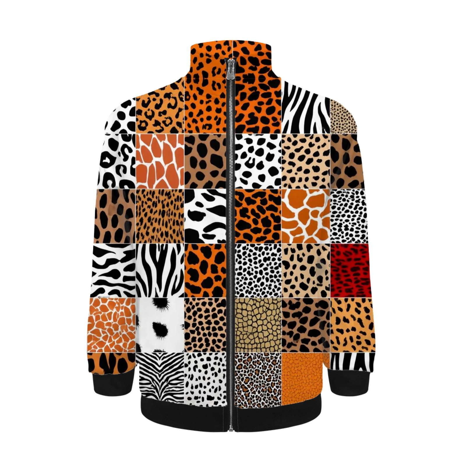 Animal Print Pattern Patchwork Collage Jacket Men's Street Cool Long ...