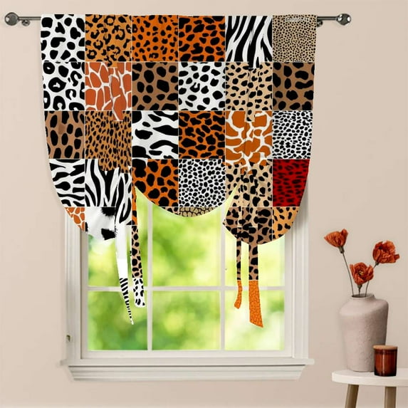 Animal Print Pattern Patchwork Collage Window Curtain for Living Room ...