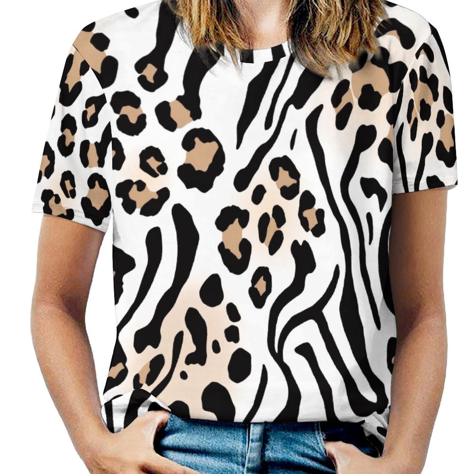 Animal Print Pattern T Shirts Streetwear T-Shirt Female ShortSleeve ...
