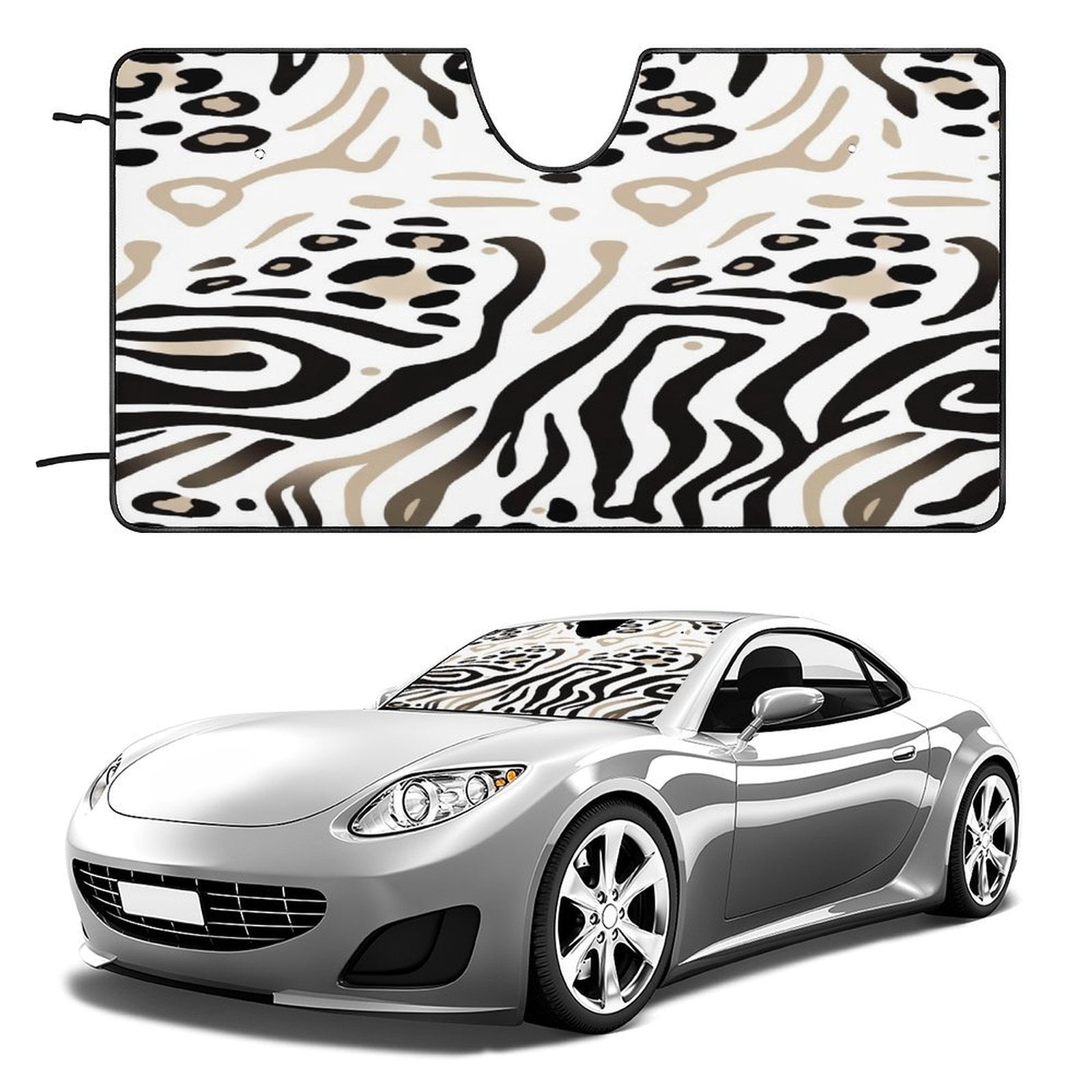Animal Print Pattern Windshield Sun Shade Foldable Sunshade Car Front ...