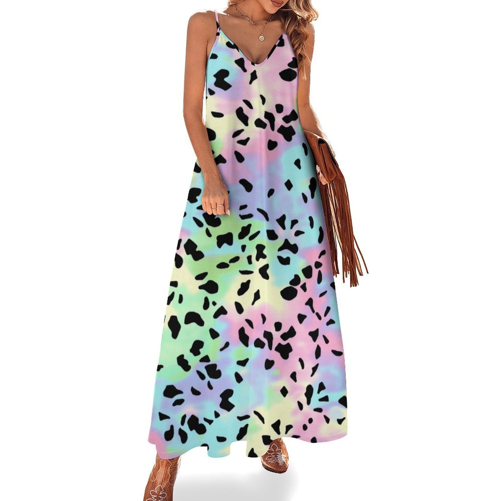 Animal Print Patterns Sleeveless Dress Woman Fashion Long Dresses Women's Summer Suit Dress ...