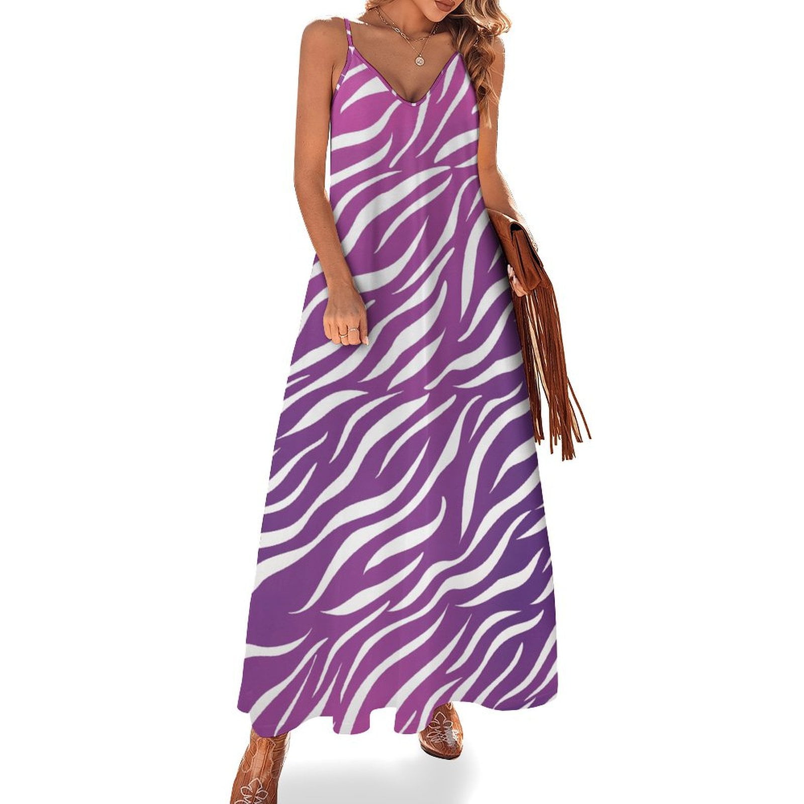 Animal Print Patterns Sleeveless Dress Woman Fashion Long Dresses Women ...