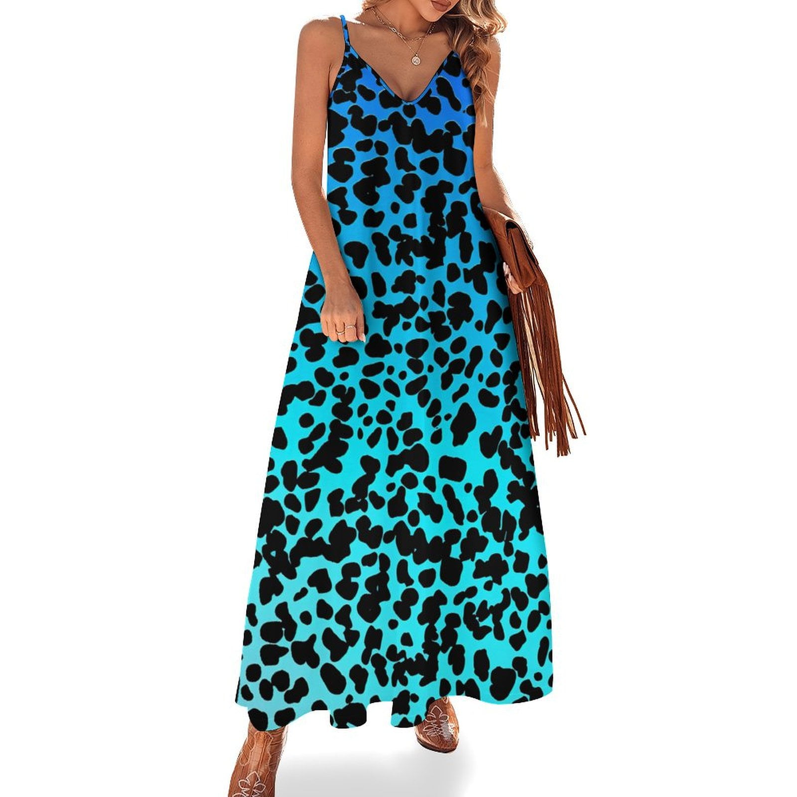 Animal Print Patterns Sleeveless Dress Woman Fashion Long Dresses Women ...