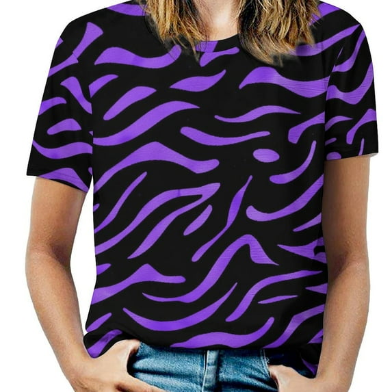 Animal Print Patterns Women's Short Sleeve T-Shirt Crew Neck Casual ...