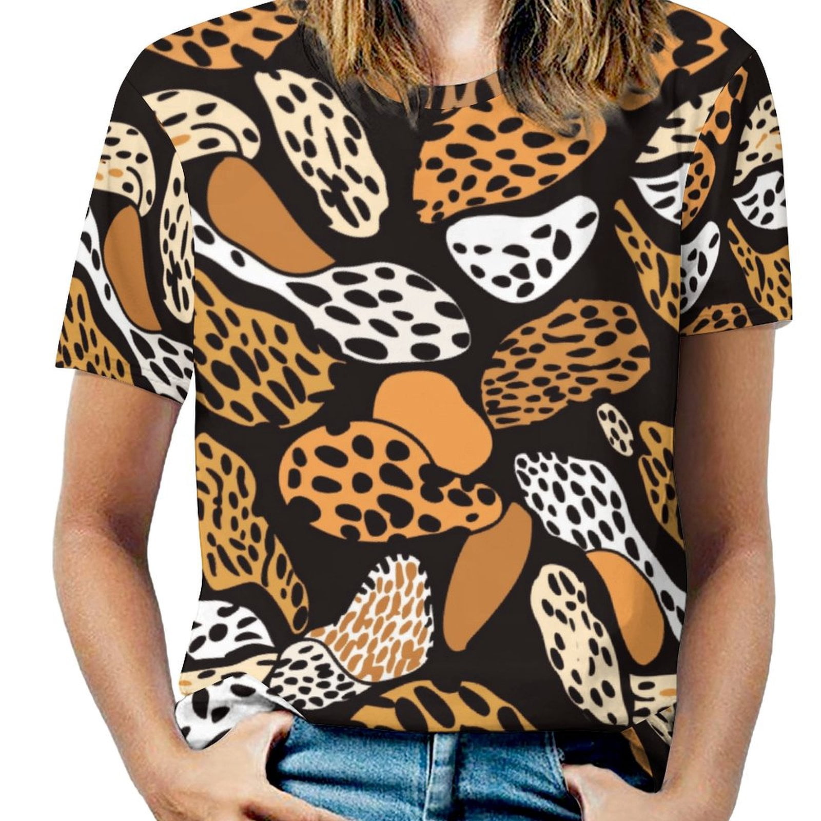 Animal Print Patterns Women's T-Shirt Short Sleeve T Shirts Tops Tee ...