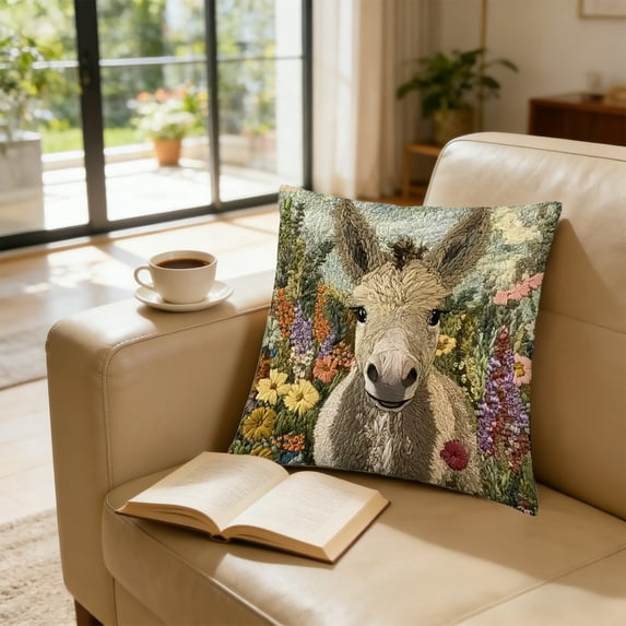 Animal Print Pillow Cover Faux Embroidery Design Pet Themed Cushion ...