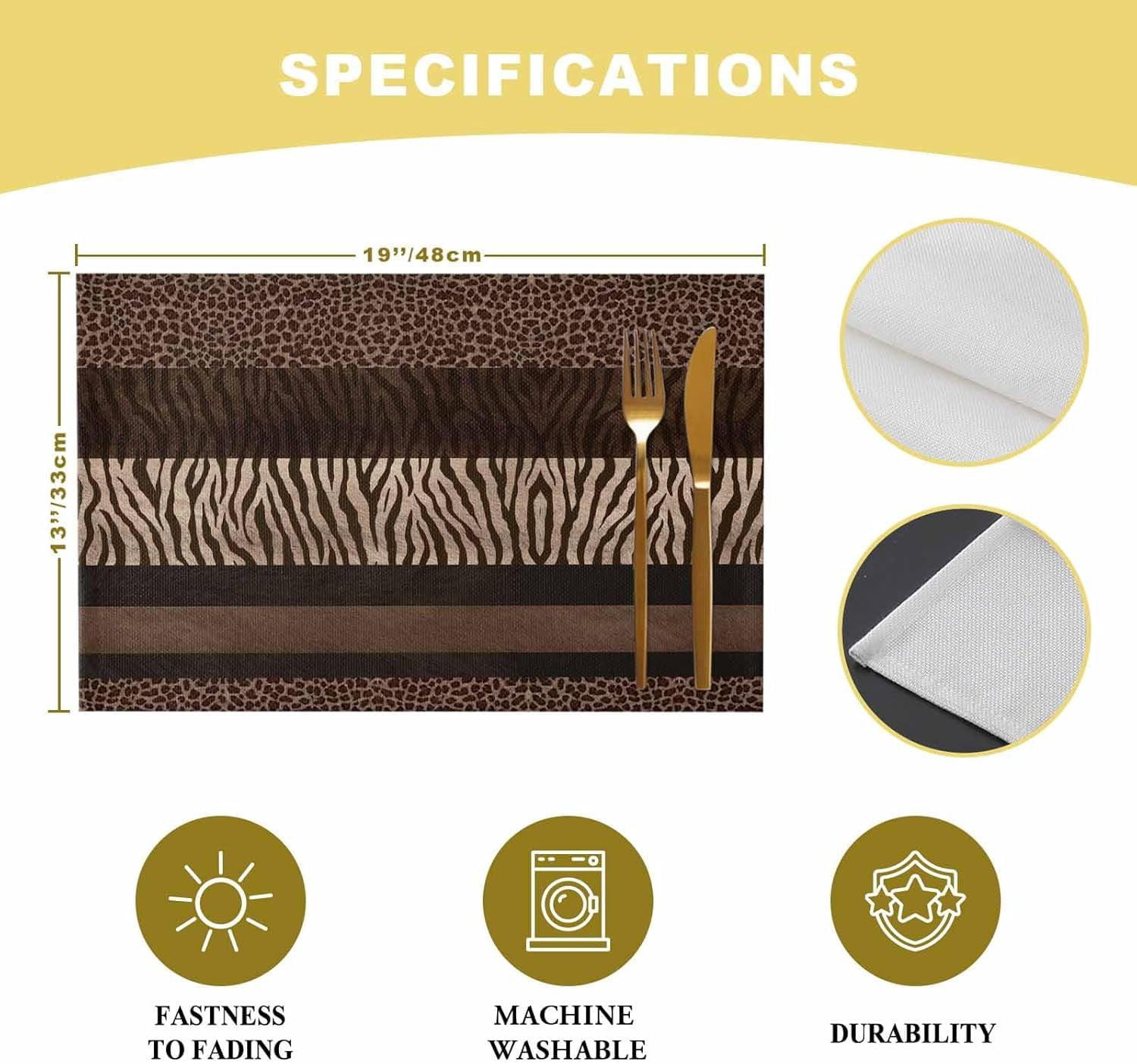 Animal Print Placemats Set of 2 Abstract Leopard Zebra Skin Texture ...