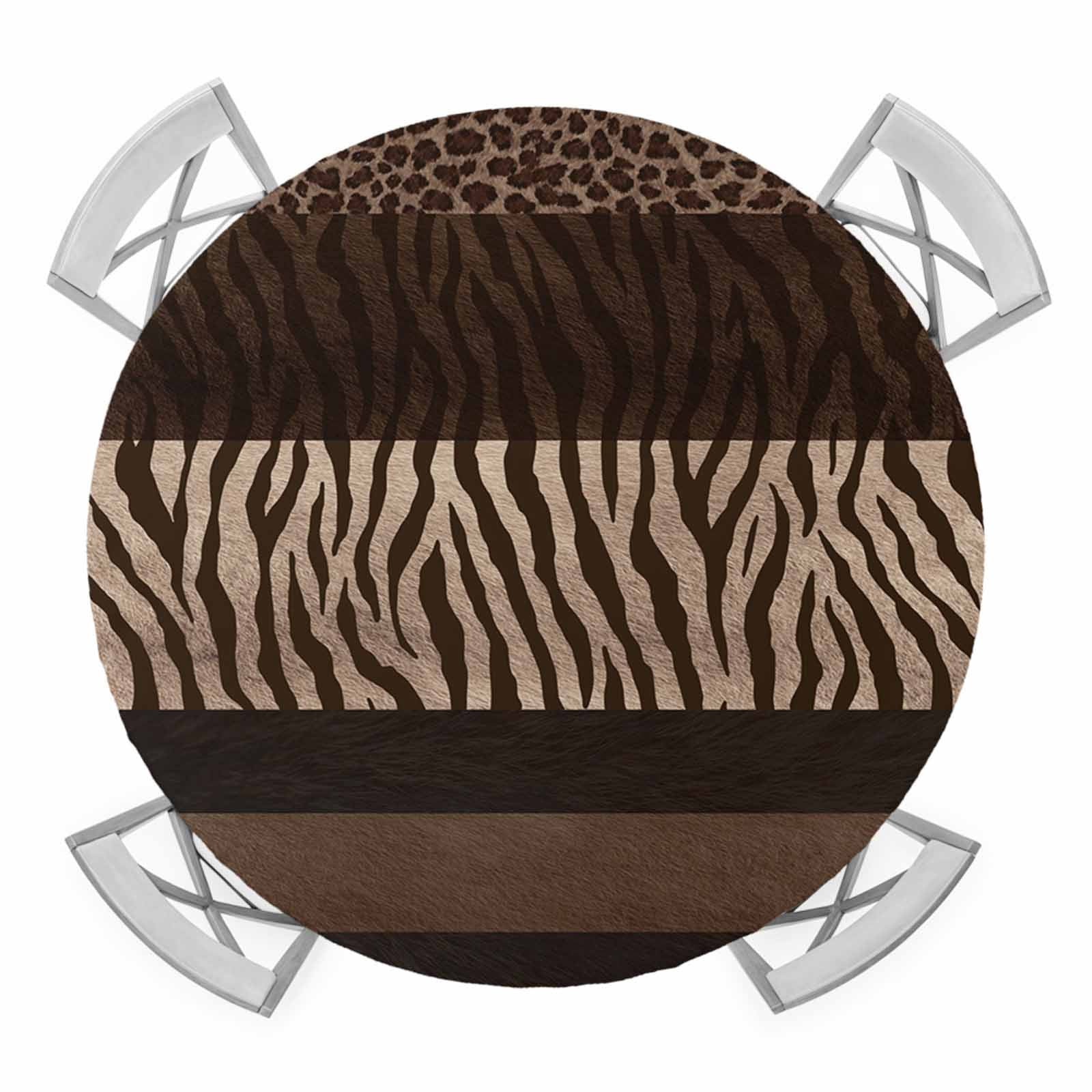 Animal Print Round Tablecloth for 45-54 Inch Tables,Fitted Table Cover ...
