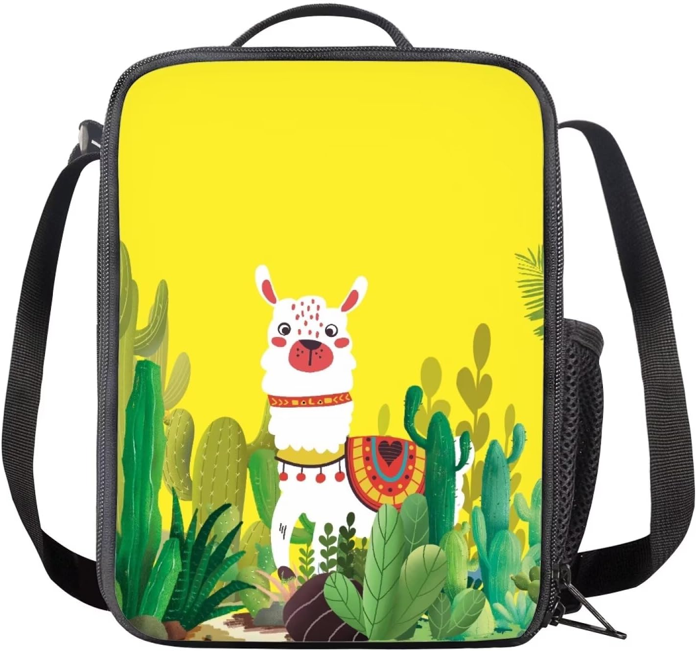 Animal Print School Lunch Bag, Cute Llama Reusable Insulated Lunch Tote ...
