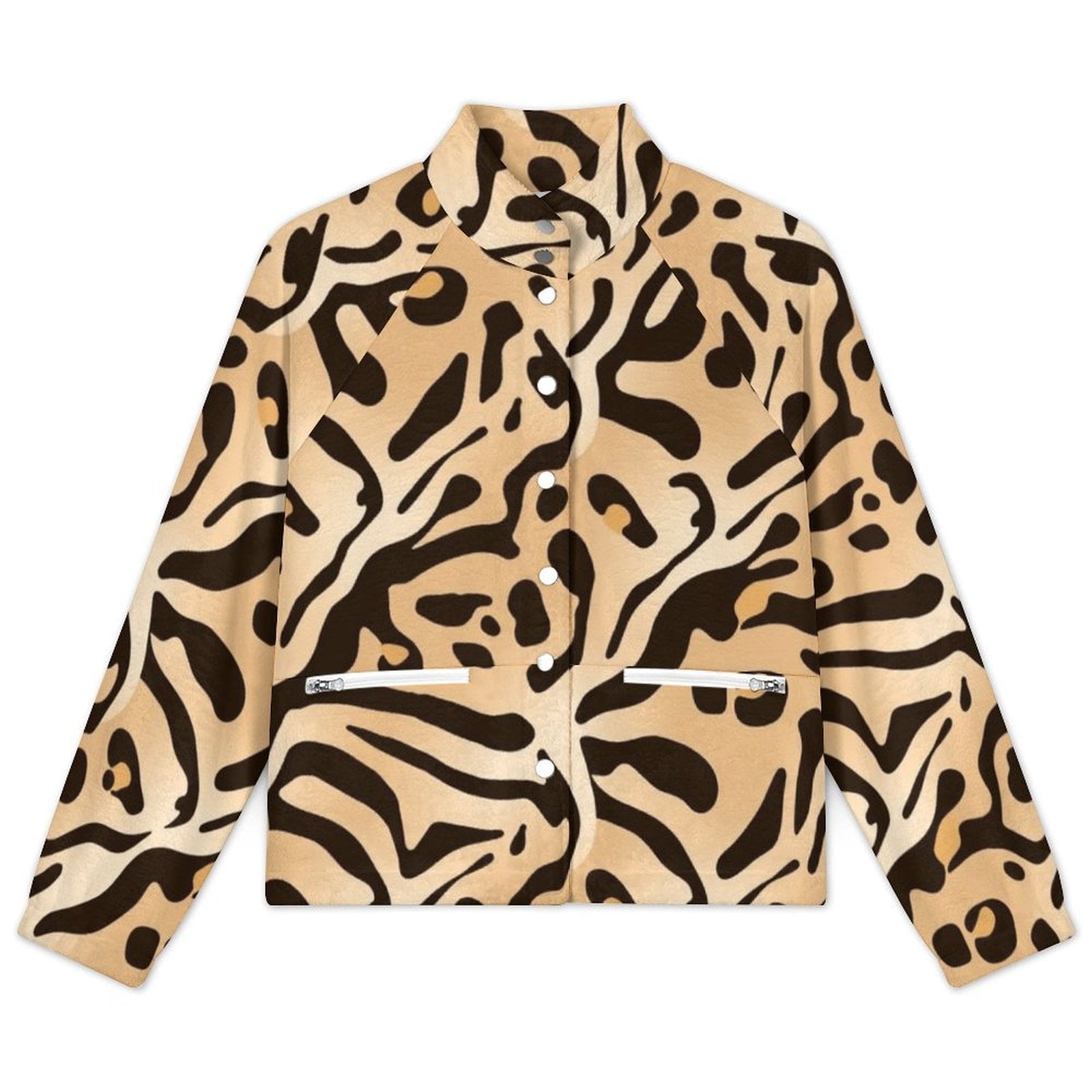 Animal Print Seamless Pattern Jacket Women's Stand Collar Warm Outwear ...