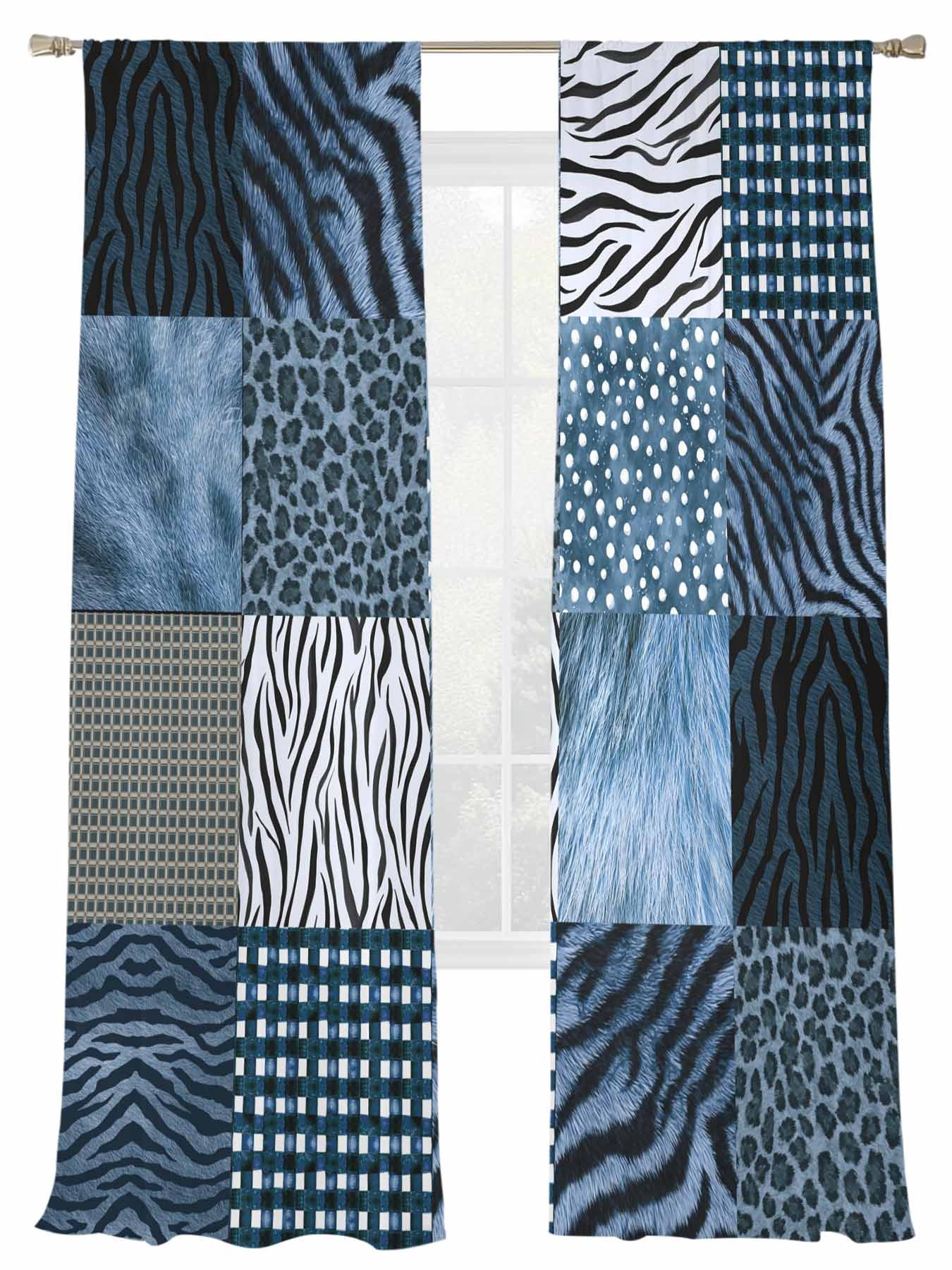 Animal Print Sheer Curtains 2 Panels Set Rustic Leopard Zebra Tiger ...