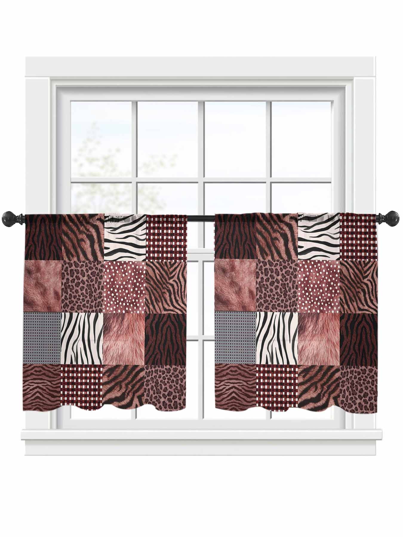 Animal Print Sheer Curtains 2 Panels Set Rustic Leopard Zebra Tiger ...
