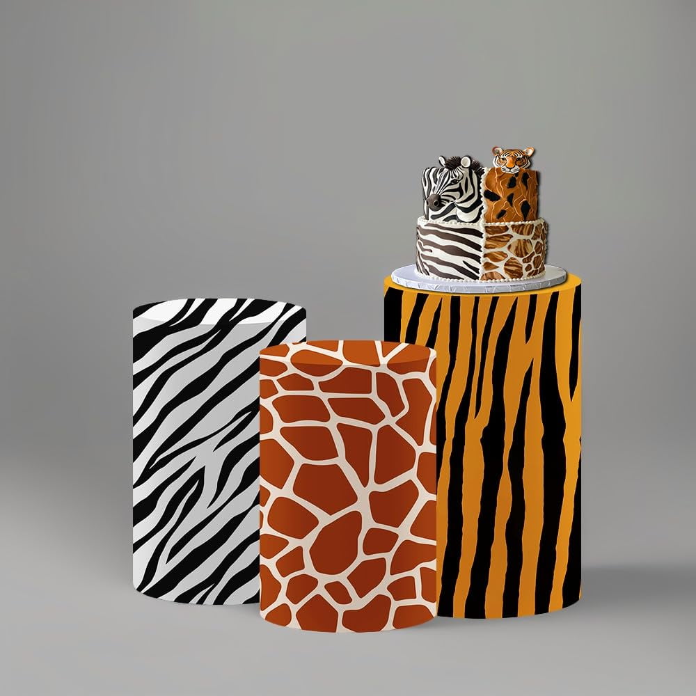 Animal Print Spandex Cylinder Cover Set - Zebra, Giraffe, Tiger ...