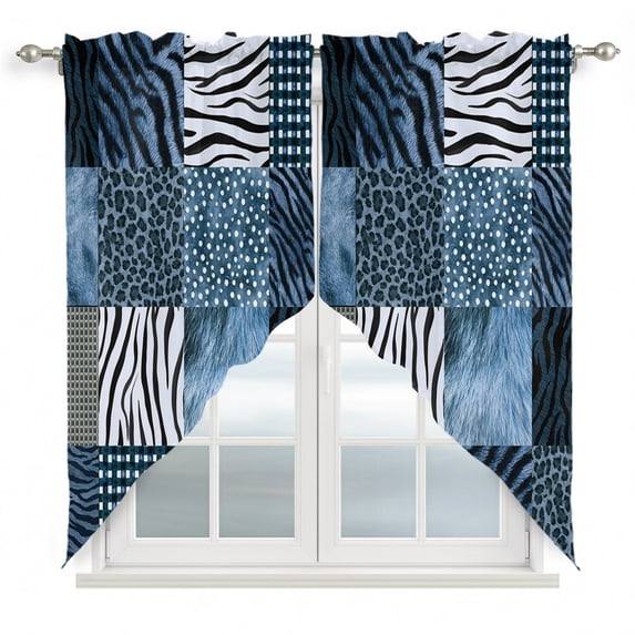 Animal Print Swag Curtain Valance for Window 2 Panels Rustic Leopard ...
