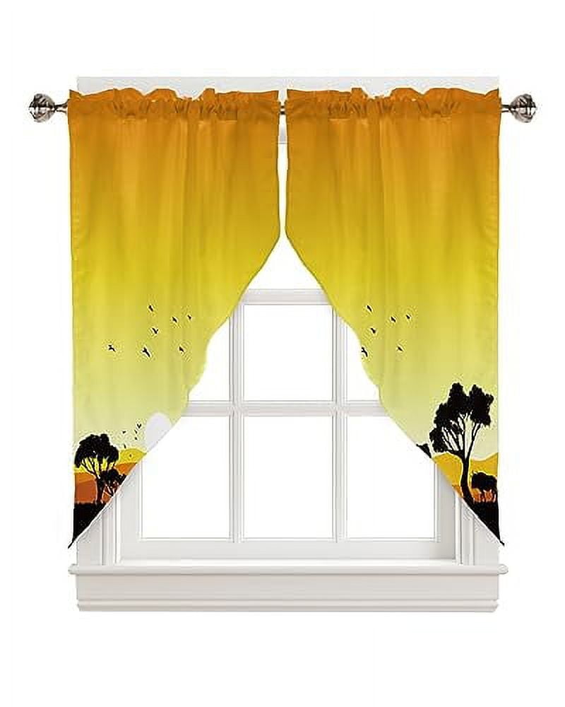 Animal Print Swag Valance Curtains African Sunset Landscape Wildlife ...